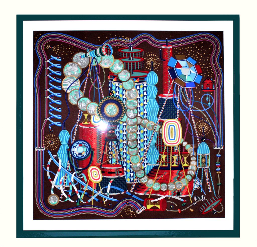 Tableau Hermès - Le Laboratoire du temps (marron et bleu) - Mon Carré Déco